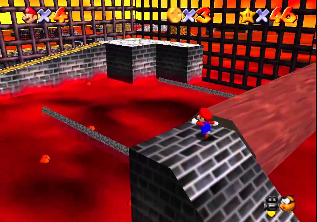 Super Mario 64 Lethal Lava Land Star 4 Red Hot Log Rolling Youtube