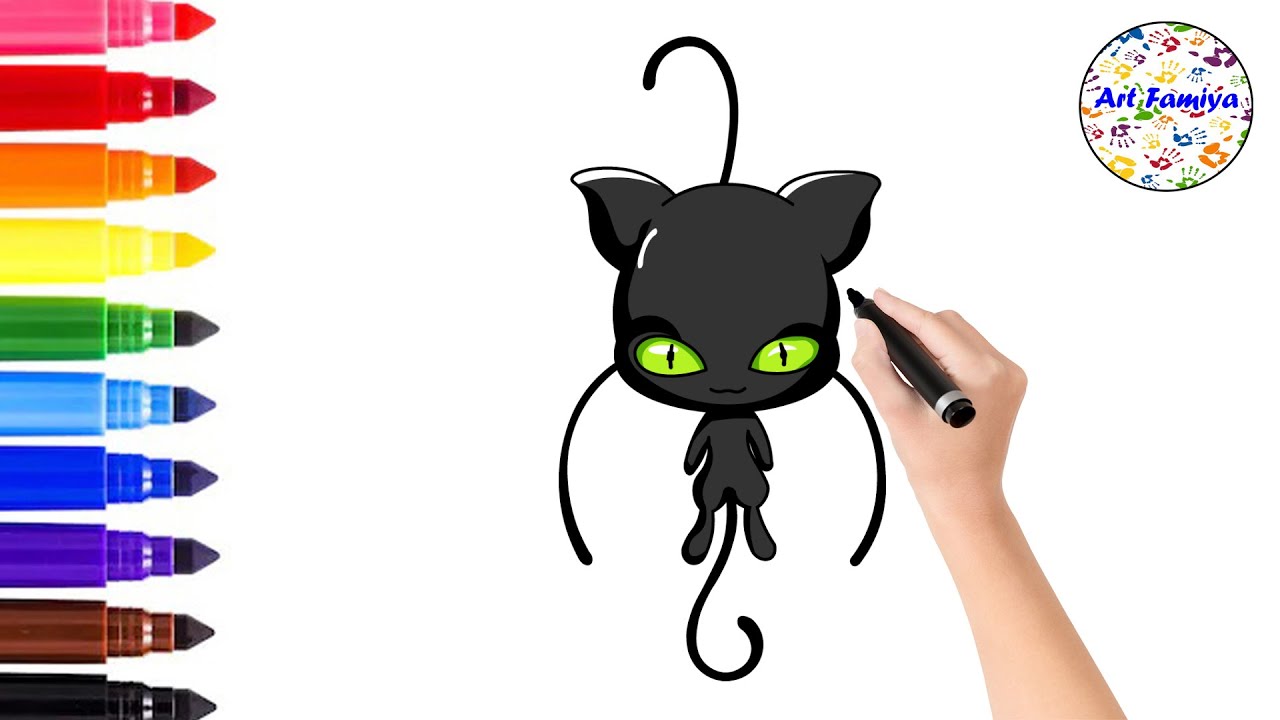How To Draw Miraculous Ladybug Kwami Plagg Sketch Easy | Cartoon ...