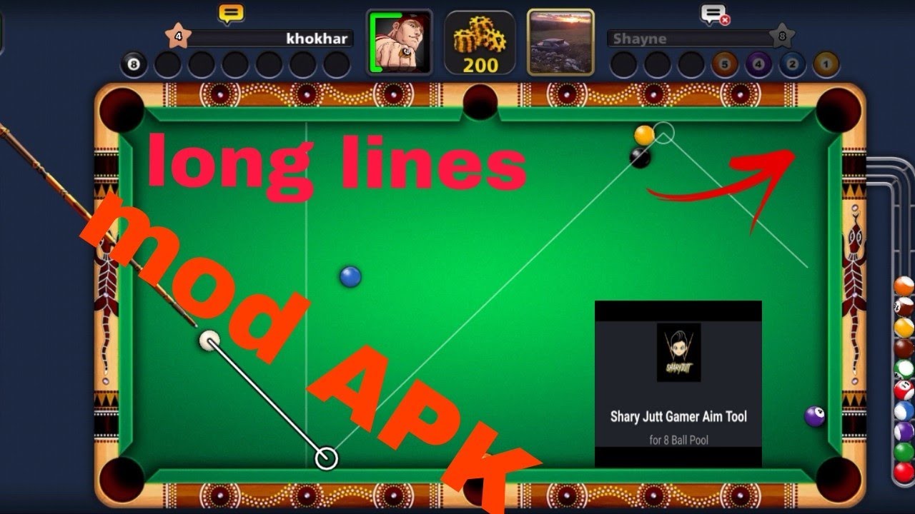 8 Ball pool long line mod APK 2025 #sharyjuttgamer - YouTube