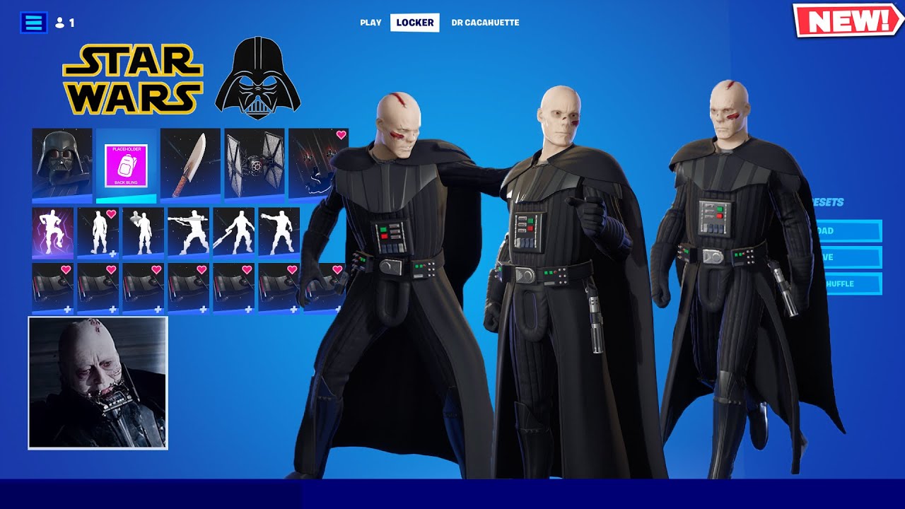 Fortnite UNMASKED DARTH VADER (as David Prowse) Skin Showcase - Darth ...