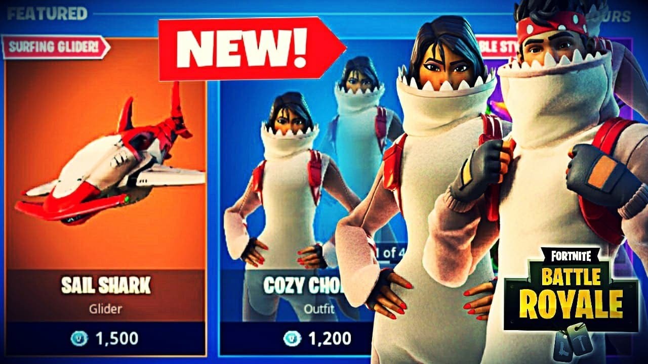 NEW COZY CHOMPS & COMFY CHOMPS SKIN + SAIL SHARK GLIDER NEW FORTNITE ...