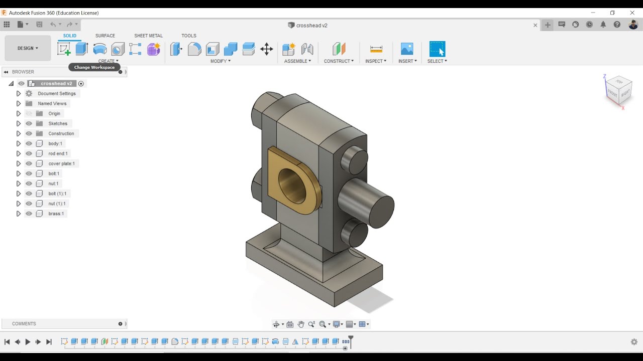 Crosshead Assembly using Fusion 360 - YouTube