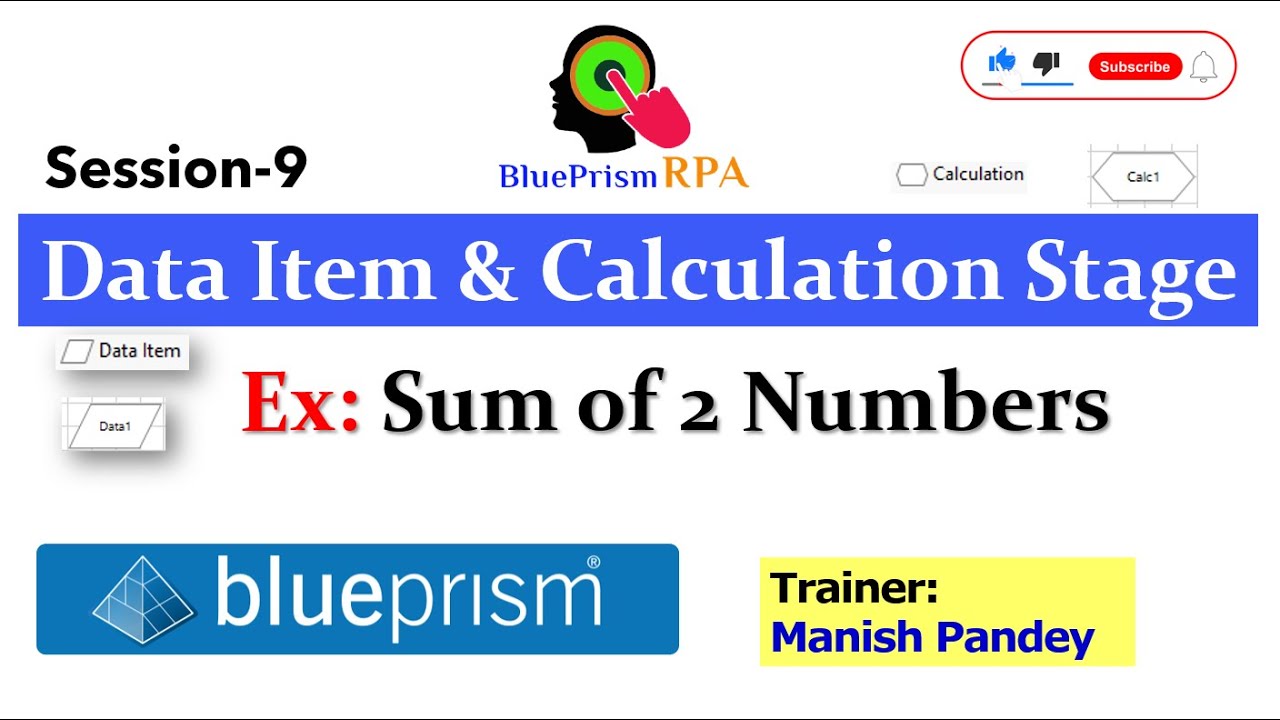 Data Item and Calculation Stages in Blue Prism | Sum of 2 Numbers in ...