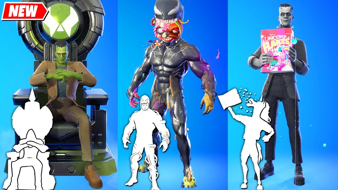 ALL FRANKENSTEIN'S MONSTERS doing All Built-In Emotes in Fortnite シ ...