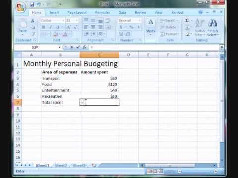 using excel to plan a month's budget - YouTube