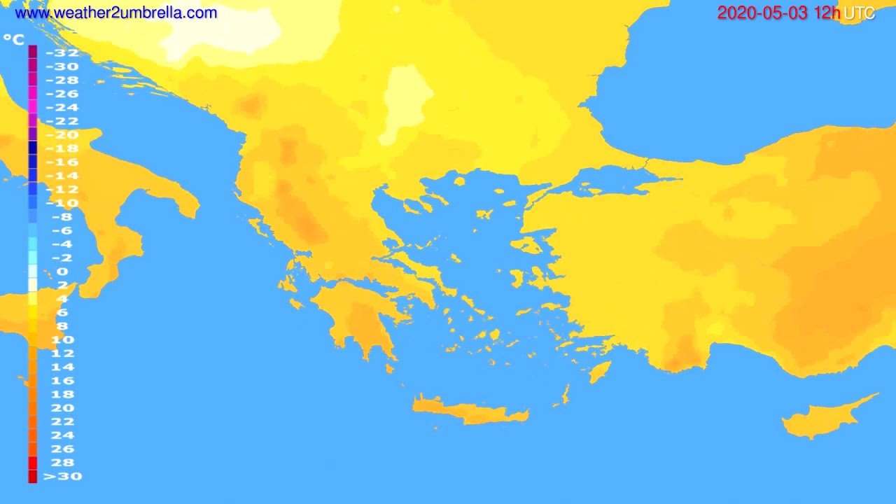 Temperature forecast Greece // modelrun: 00h UTC 2020-05-03 - YouTube