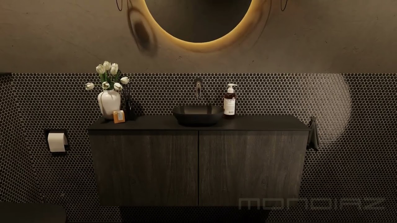 Toiletmeubel FOWY DARK BROWN | Waskom URBAN - YouTube