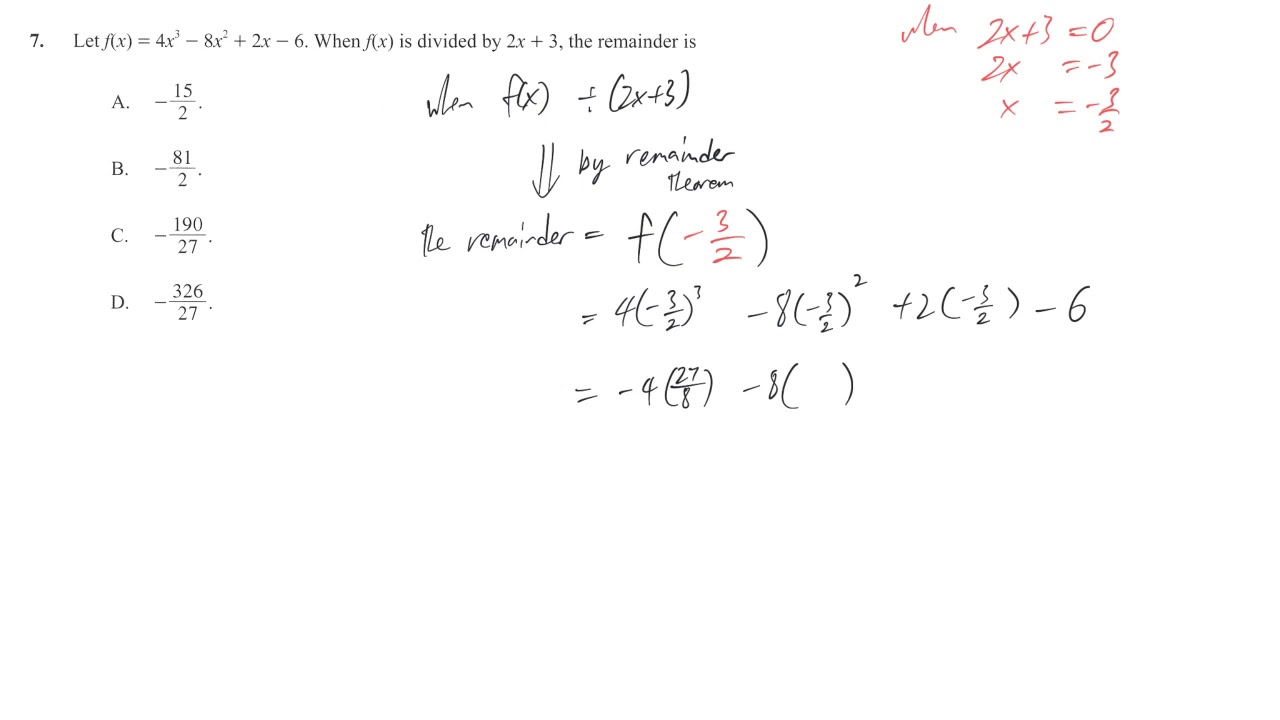 DSE maths Llody Mock 2 paper2 #07 more about polynomial remainder ...