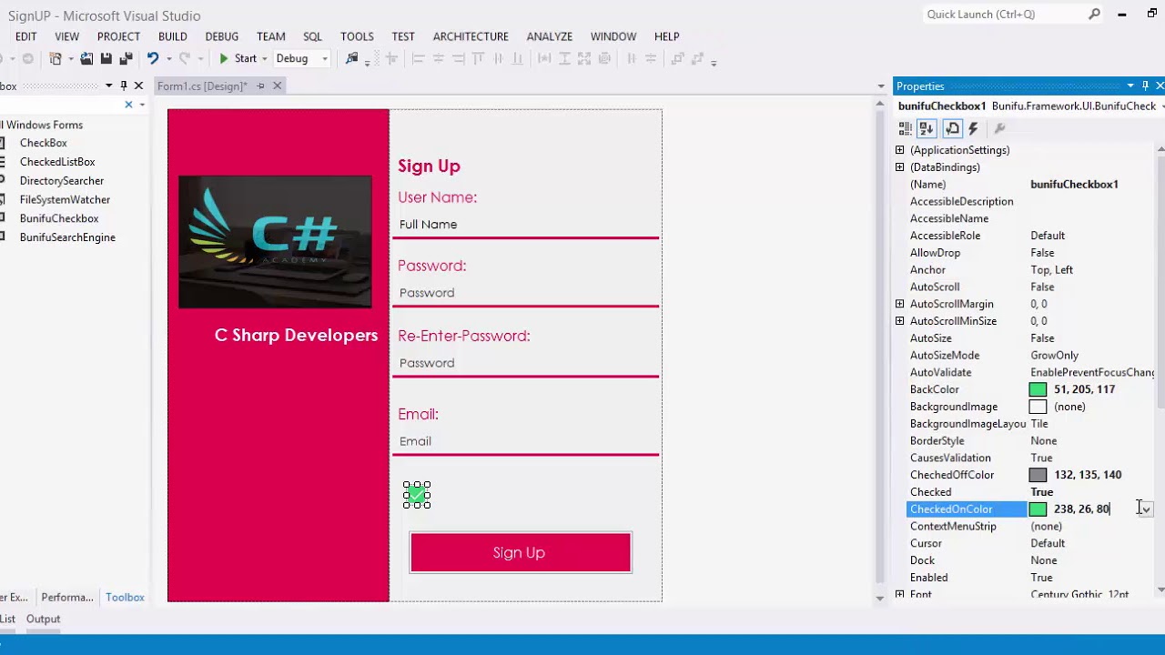 Designing a Modern signup demo in Visual C# - YouTube