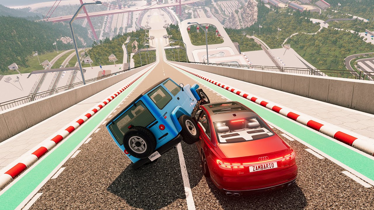 High Speed Cars Vs Big Ramp Jump And Car Crashes 4K BeamNG Drive #02 ...