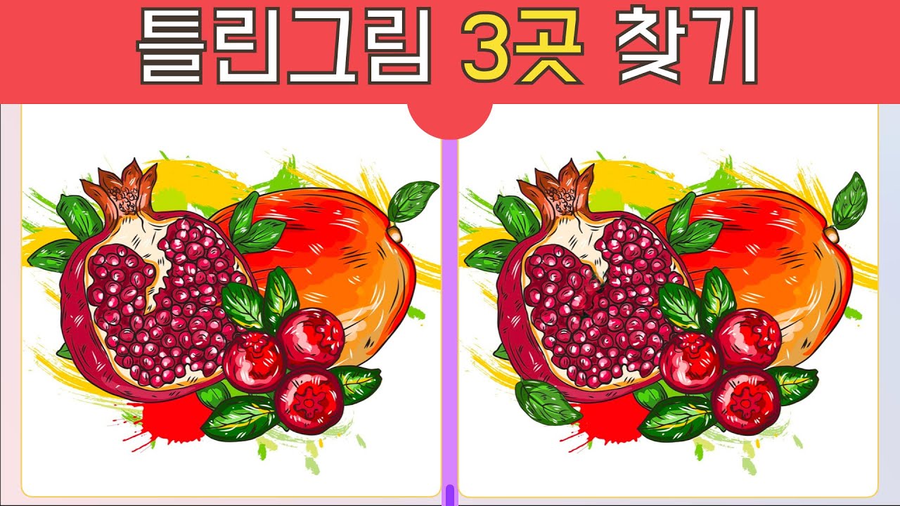 기억력 향상 프로젝트맛있는 과일 세트 틀린그림찾기 Find The 3 Differences 집중력 기억력 다른그림 치매예방 닥터퀴즈 Youtube