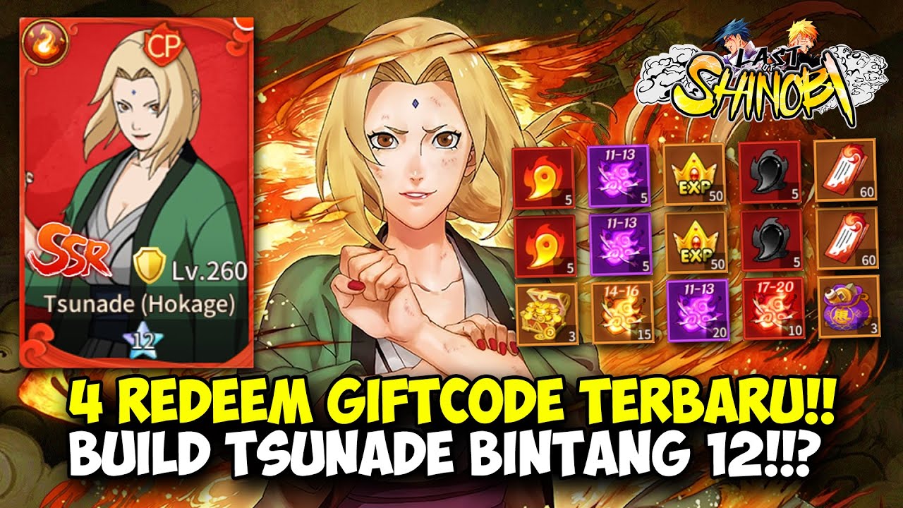 4 REDEEM GIFTCODE TERBARU & BUILD TSUNADE (HOKAGE) BINTANG 12 TANK FIRE ...