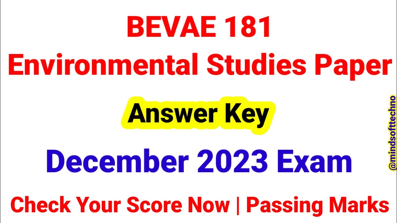 BEVAE 181 Answer Key Dec 2023 TEE | Bevae 181 Paper MCQ - YouTube