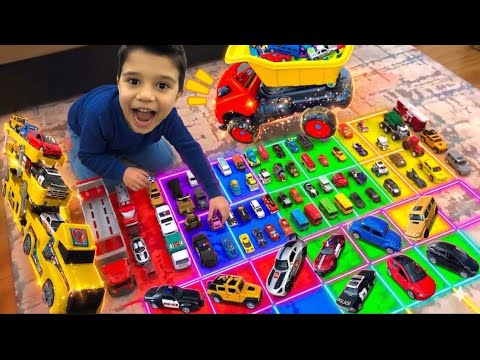 🔴 EMİR BUĞRA OYUNCAK ARABA GARAJI YAPTI. İTFAİYE KEPÇE POLİS AMBULANS KAMYON TIR VİDEOSU 