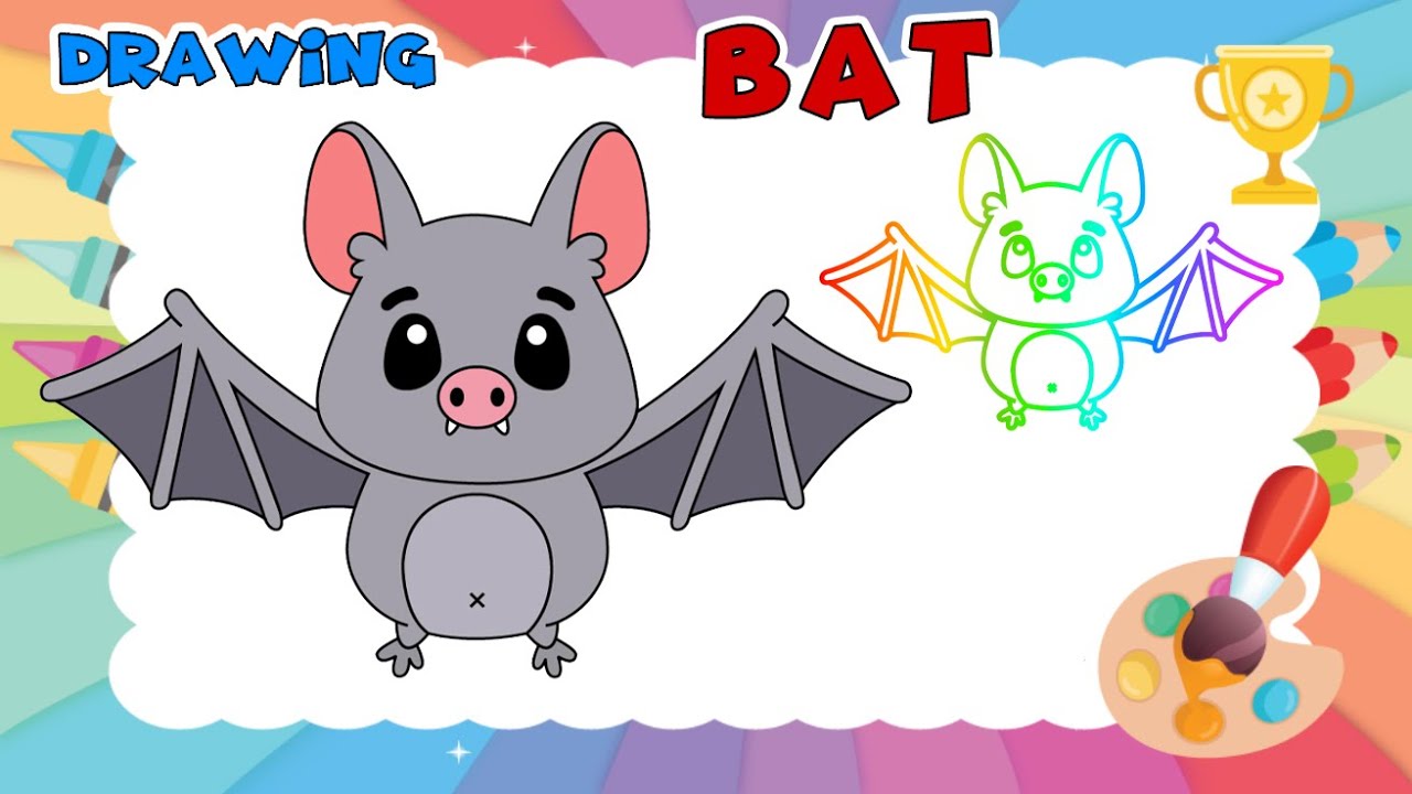 How to draw a cute Bat | drawing cute Bat | art for kids - YouTube