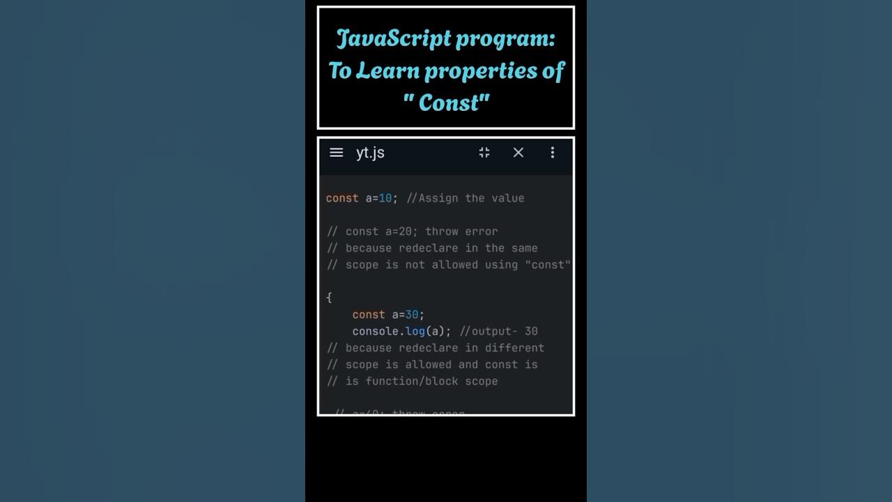 properties of const in javascript #constant #property #javascript #beginners - YouTube