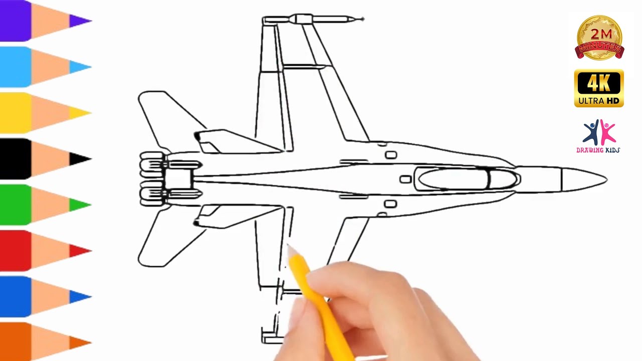 How to Fighter Jet | Airplane | fighter jet drawing | Easy fighter jet ...