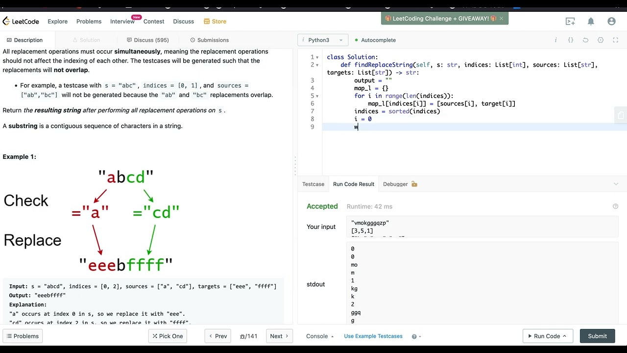 Leetcode 833 Find And Replace In String Python YouTube Leetcode 833 Find And Replace In String Python YouTube