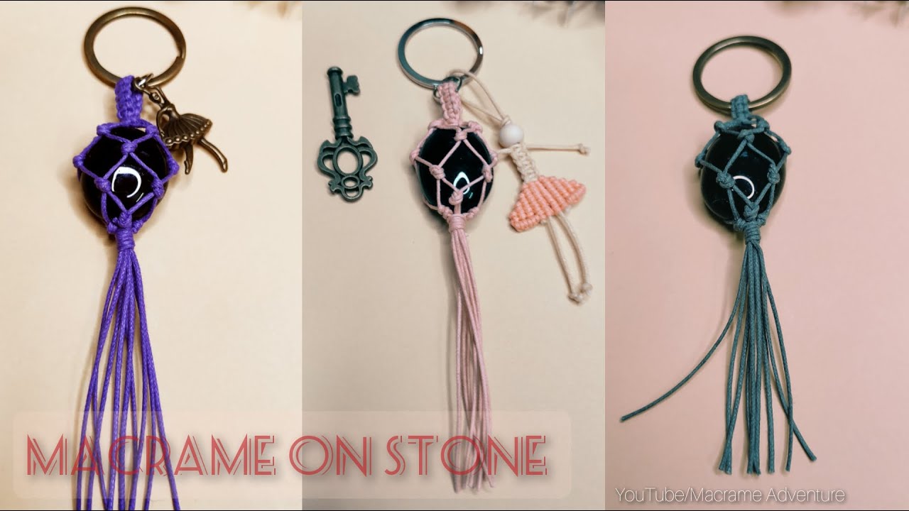 DIY handmade Macrame keychain | Macrame on a stone - YouTube