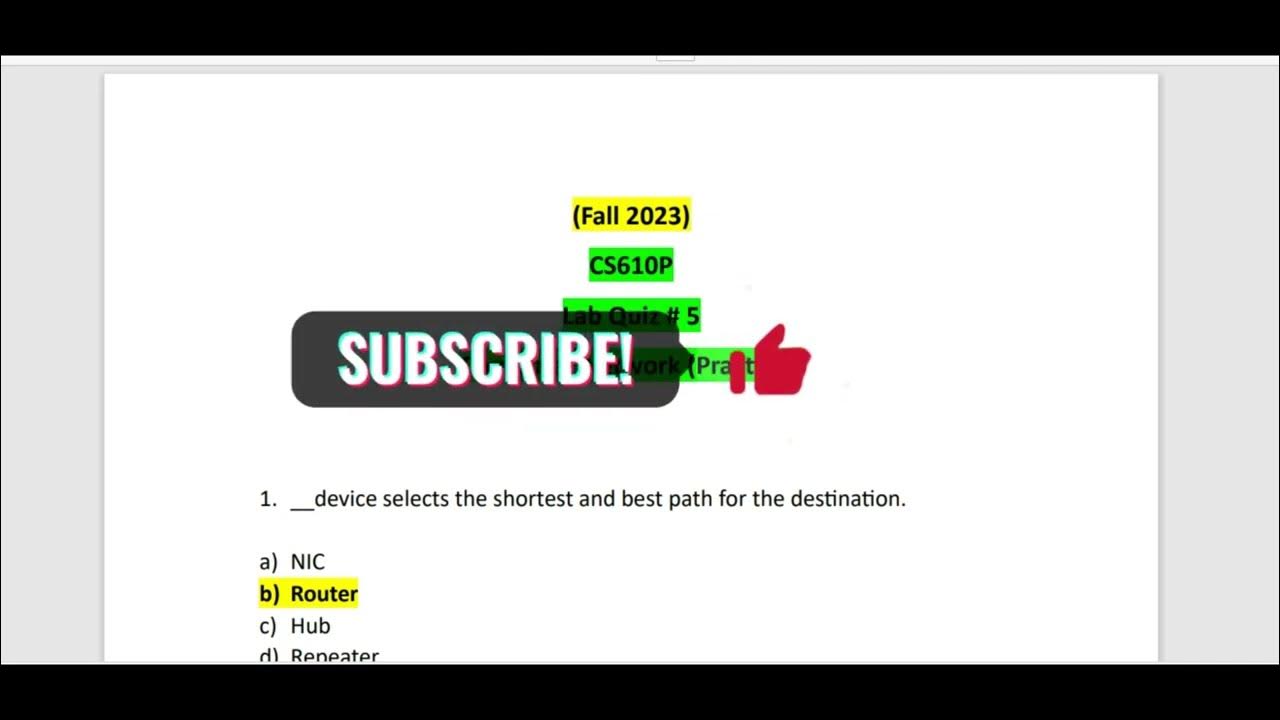 CS610 (Practical) Lab Quiz 5 || CS610P - Computer Networks Practical || Fall 2023 Lab Quiz - YouTube