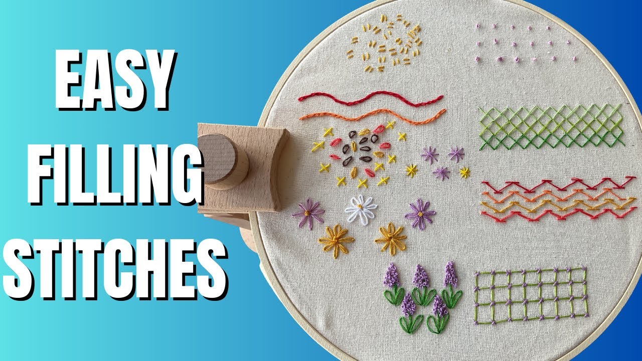 Easy beginner embroidery filling stitches - YouTube