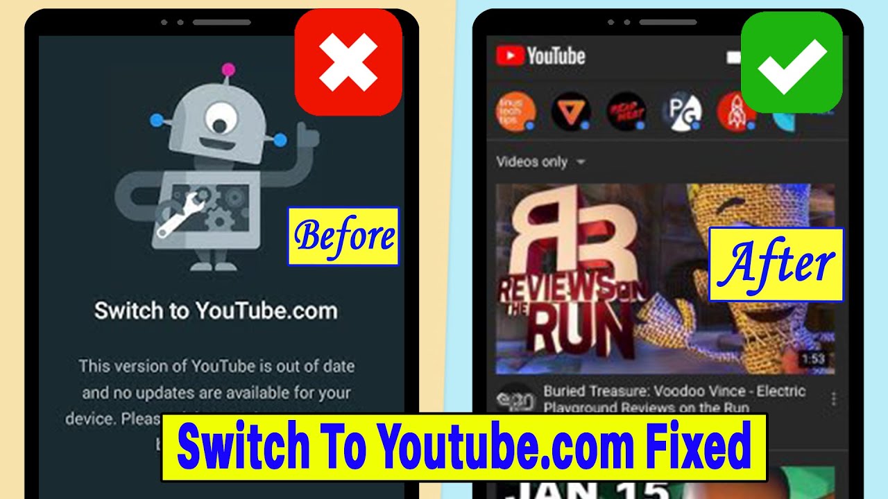 switch to youtube.com problem | this version of youtube is out of date ...