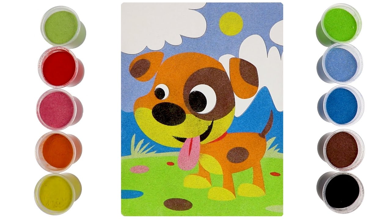 Colorful Dog Sand Painting | Sand Painting for Kids | How to Color a ...