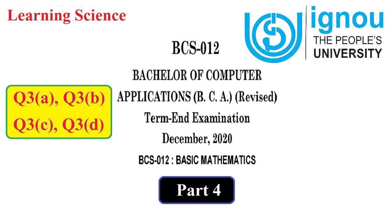 BCS 12 Solved Question Paper December 2020 || Part 4 @learningscience ...
