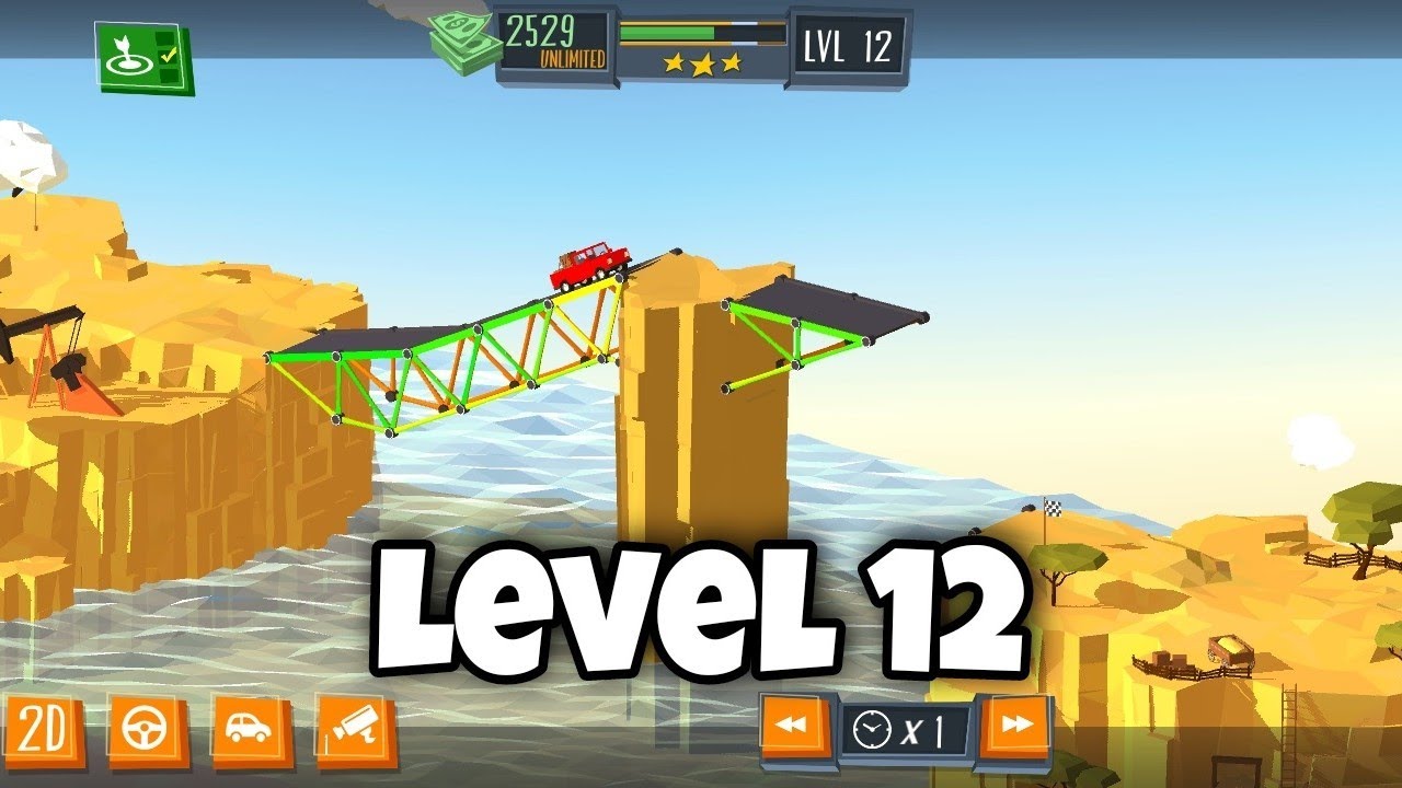 BUILD A BRIDGE LEVEL 12 (3 STAR) - YouTube