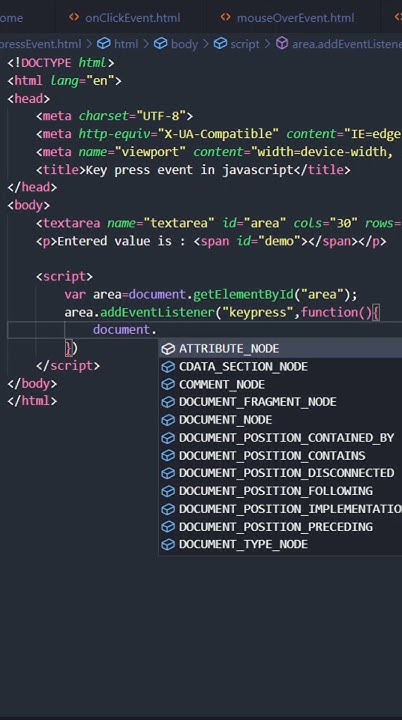 Javascript Keypress Event Using Using Eventlisterner Youtube