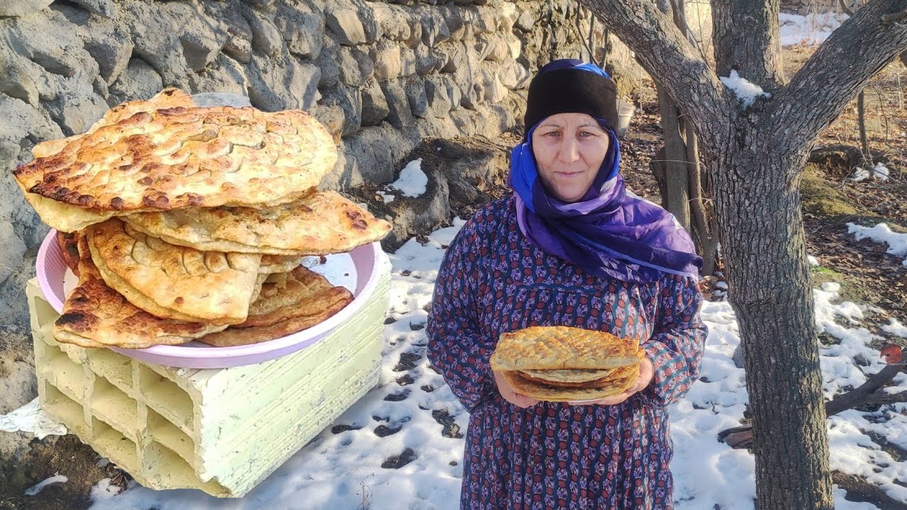 Cooking traditional bread with halva in the village - YouTube