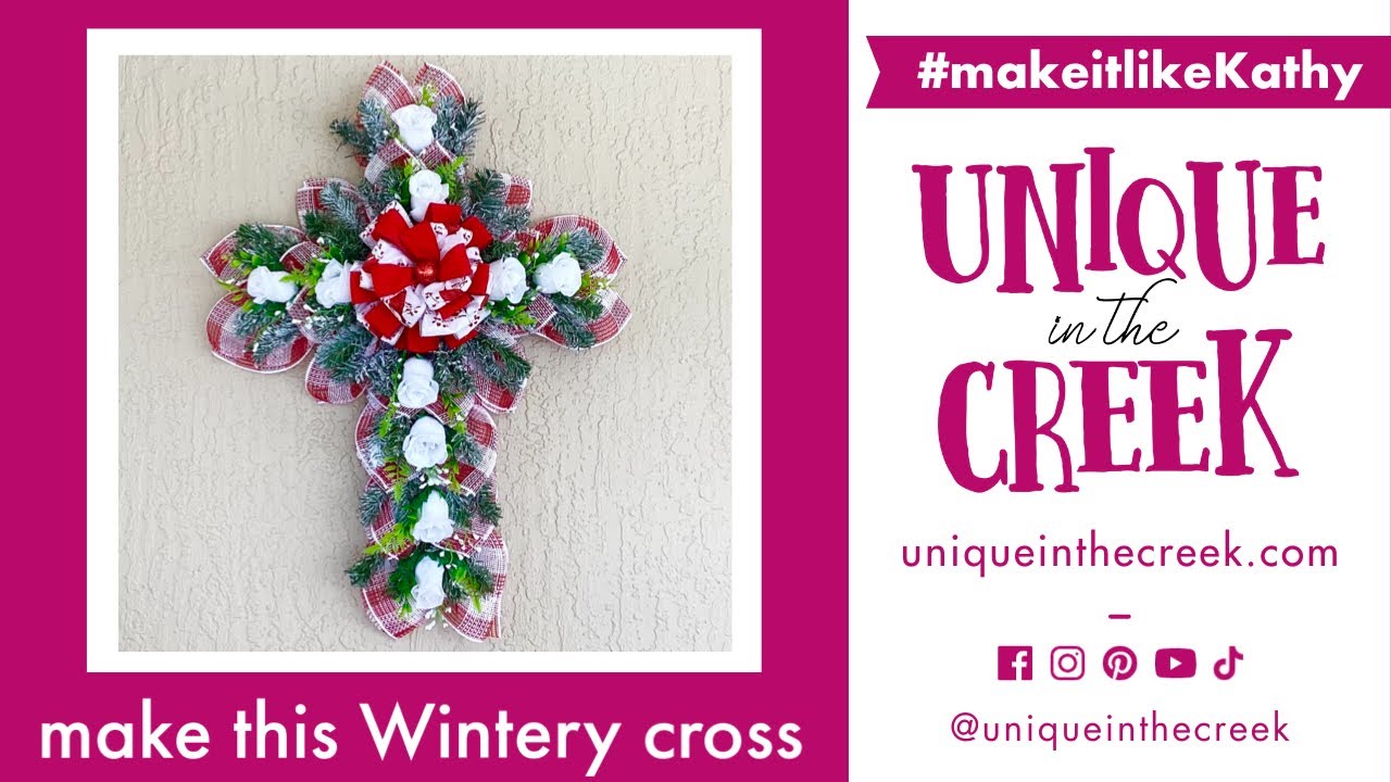 DIY Easy Deco Mesh Floral Cross Wreath on the UITC Cross Board - YouTube