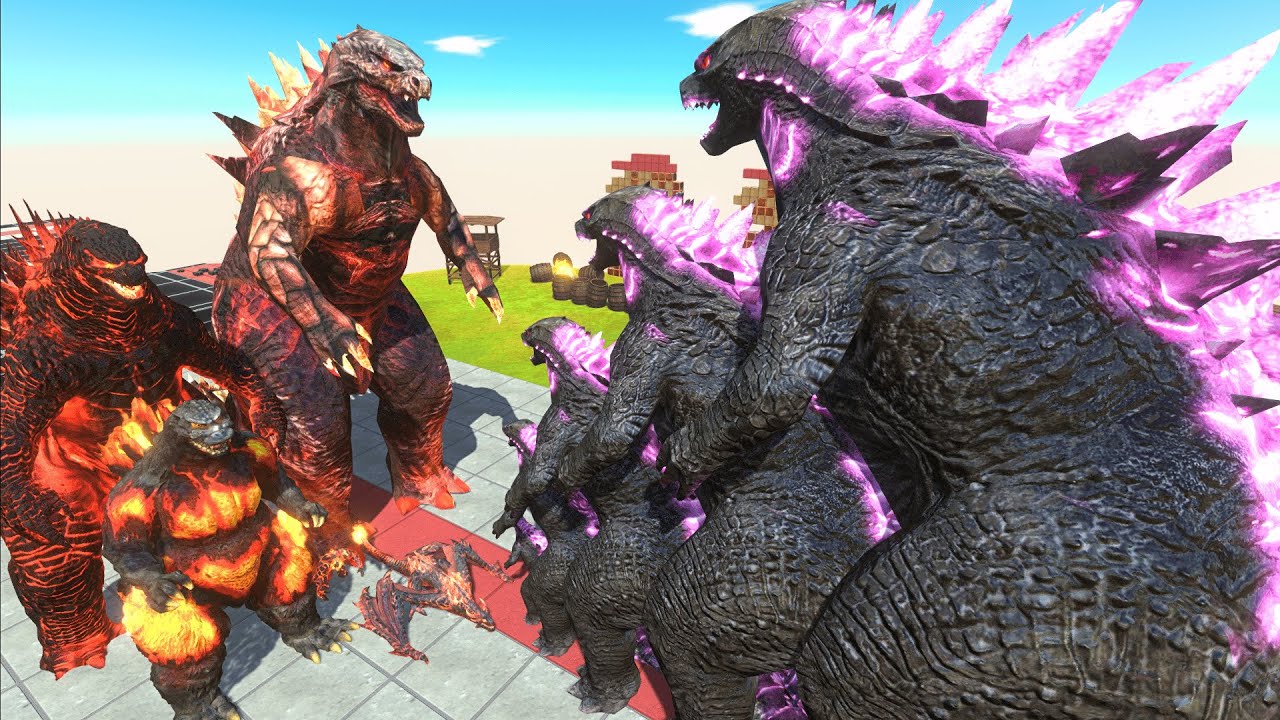 Growing Pink GODZILLA 2014 New Empire VS EVOLUTION of LAVA GODZILLA ...