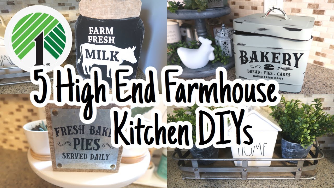 5 High End Dollar Tree Farmhouse Kitchen DIY Decor - YouTube