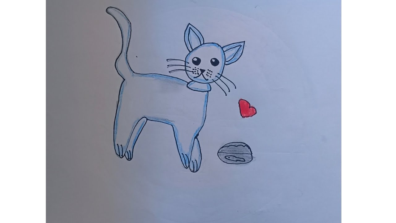 How to drawing cat 😺 drawing easy drawing step by step drawing with colour drawing - YouTube