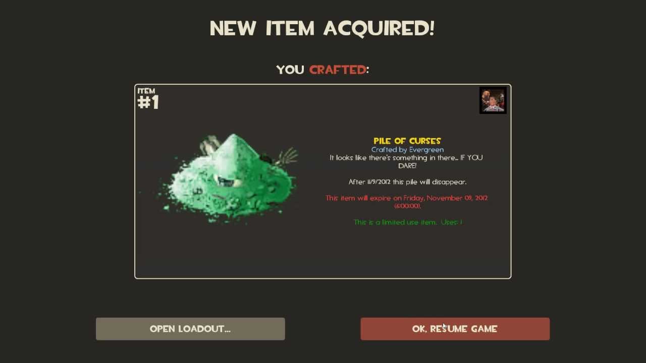Crafting Cursed Items To Make a Pile Of Curses in TF2 Team Fortress 2 ...