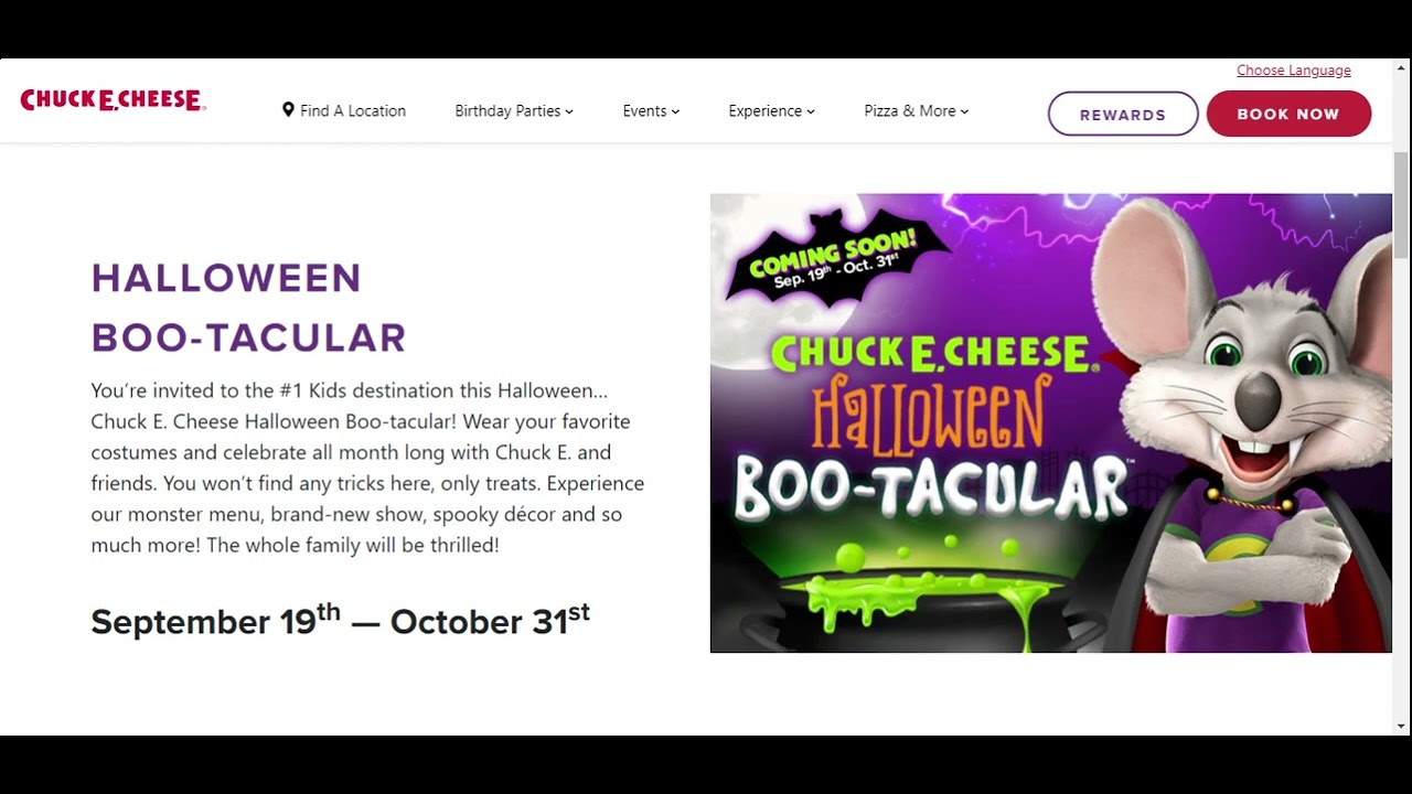 Chuck E. Cheese's Halloween Boo-tacular Coming Soon: September 19th ...