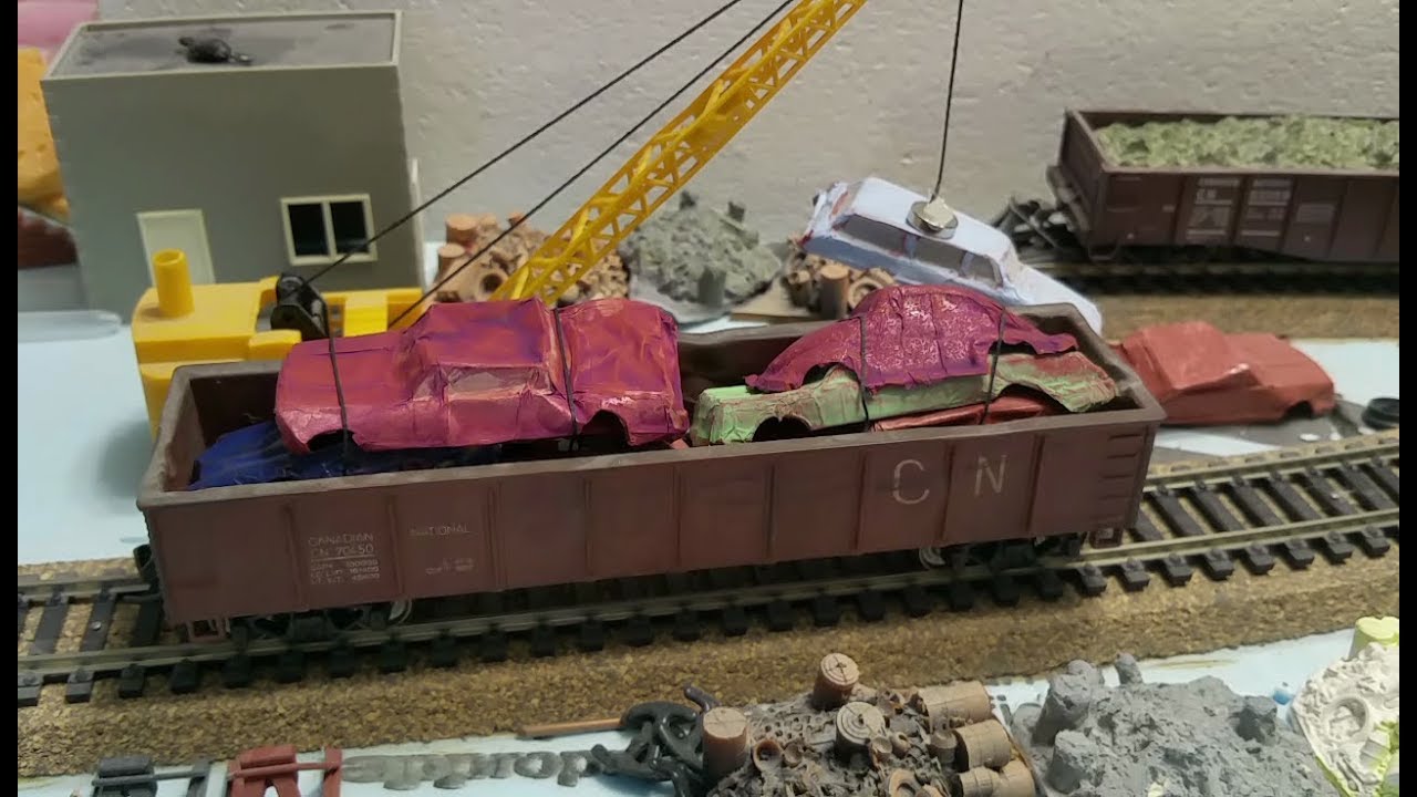 freight car load: scrap cars - YouTube