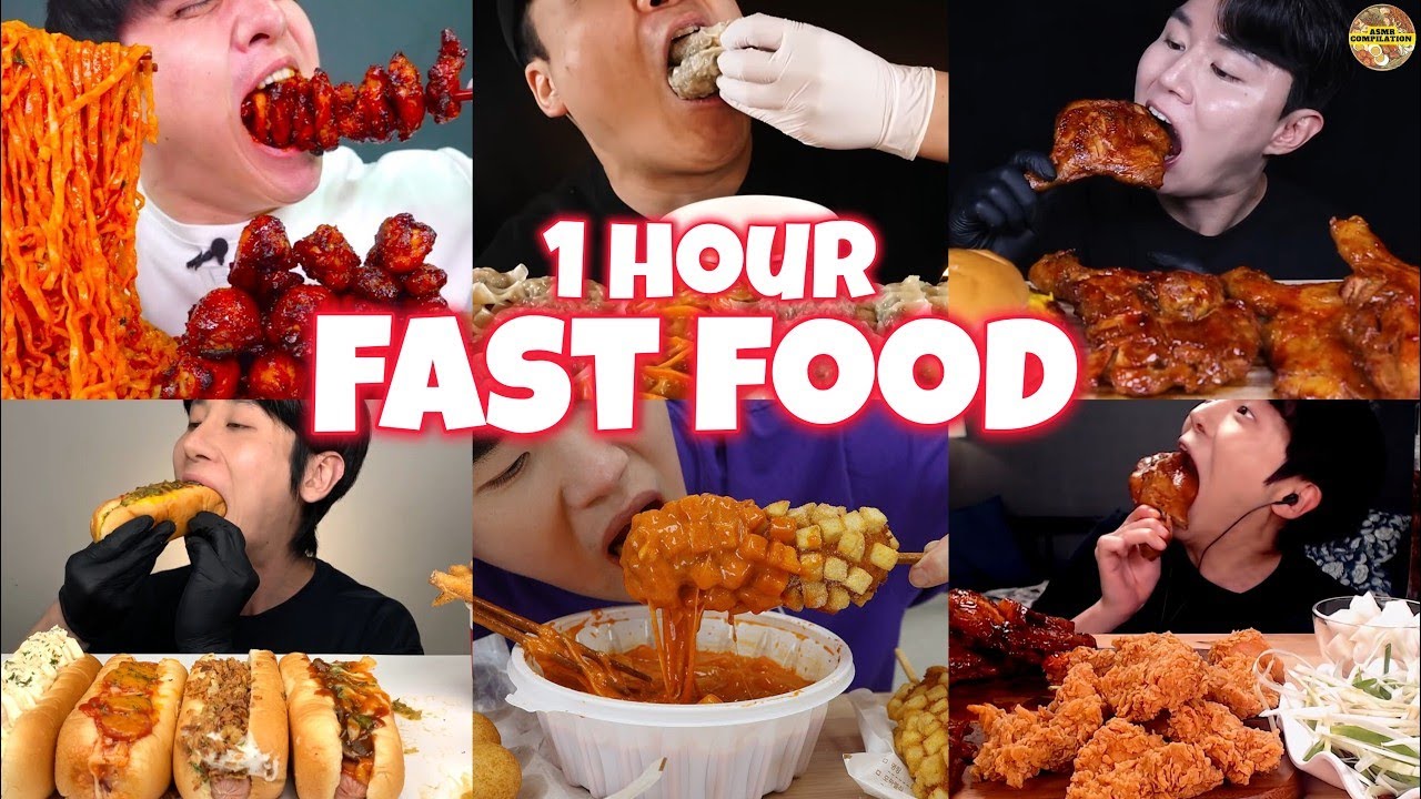 1 HOUR mukbangers devouring too much FAST FOOD 🔥🧀🌭🍜😋 BIG BITES - YouTube