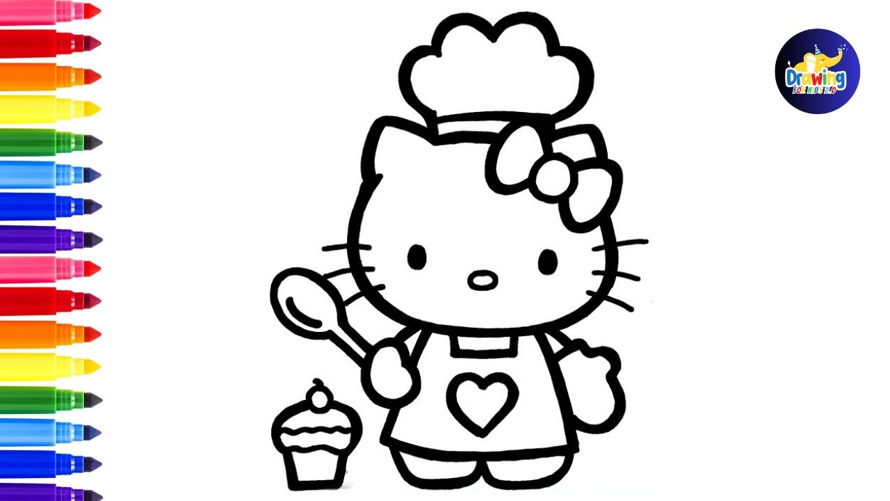 How to Draw The Chef Hello Kitty | Painting, Coloring for Kids ...