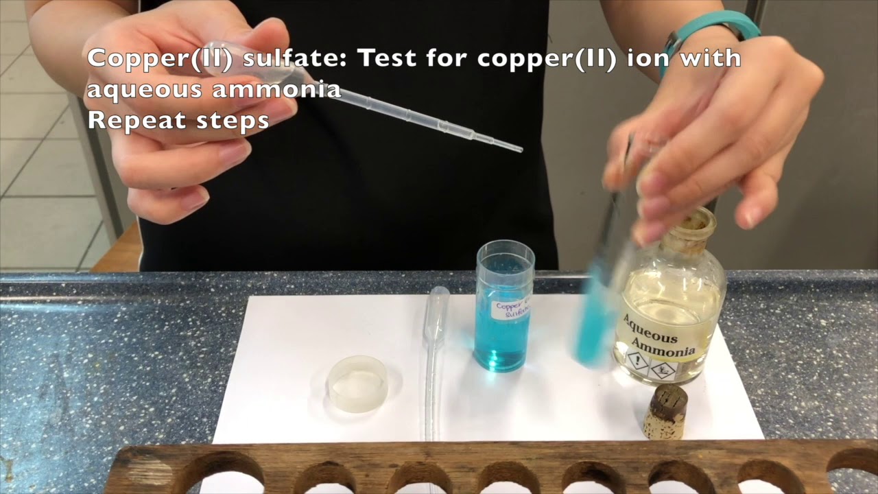 QA Test for Copper(II) Ion with aqueous ammonia - YouTube