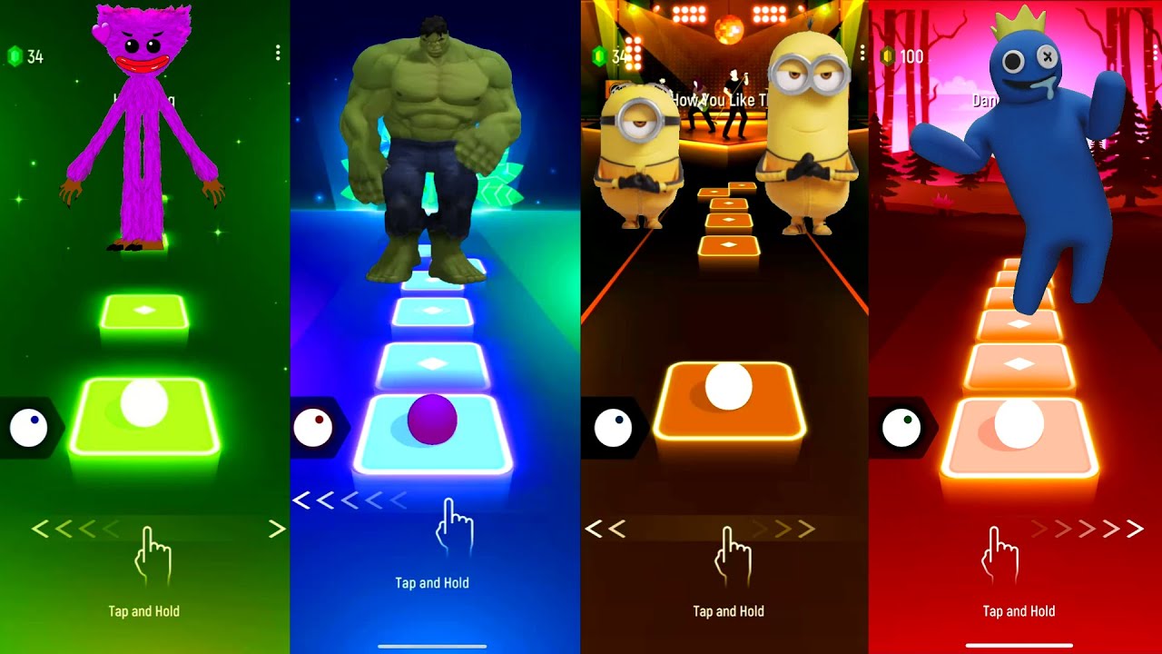 Kissy Missy vs Hulk vs Minions vs Rainbow Friends - Tiles Hop EDM Rush ...