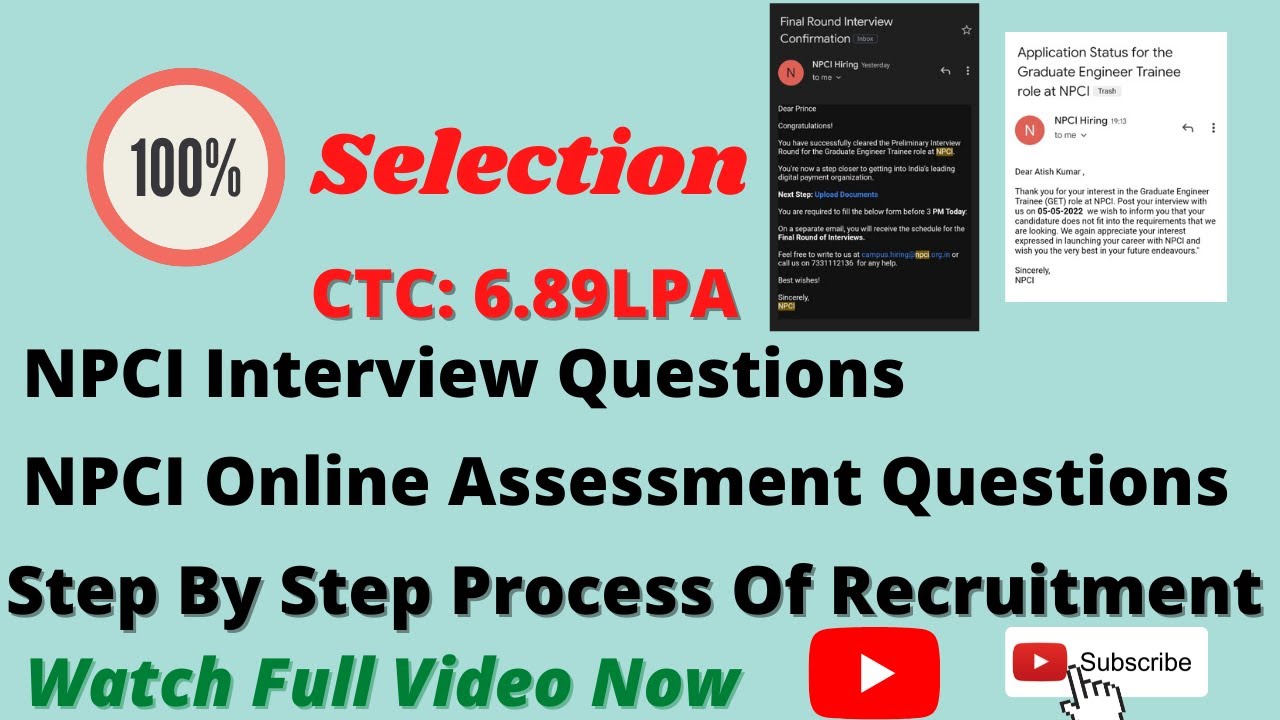 NPCI Interview Preparation / NPCI Online Assessment Questions / Step By ...