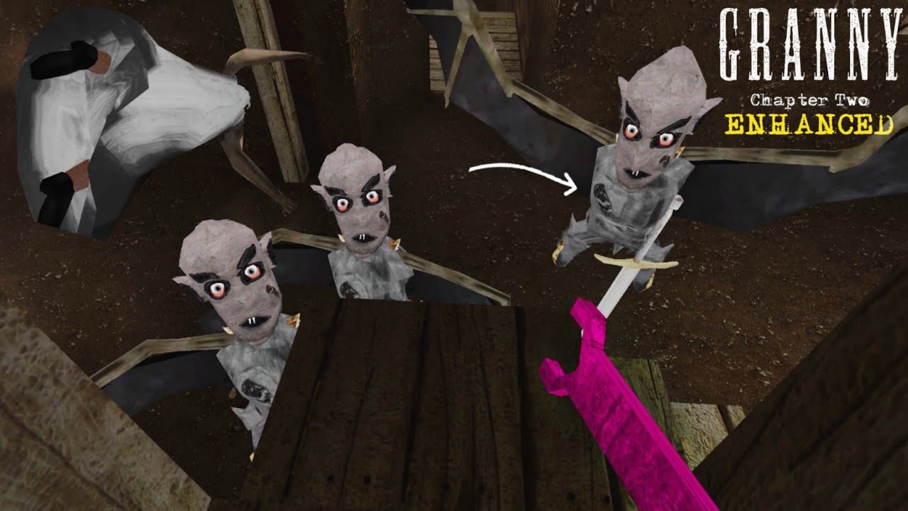 Fighting against 3 Nosferatu Bat and Granny Granpda in Granny 2 ...