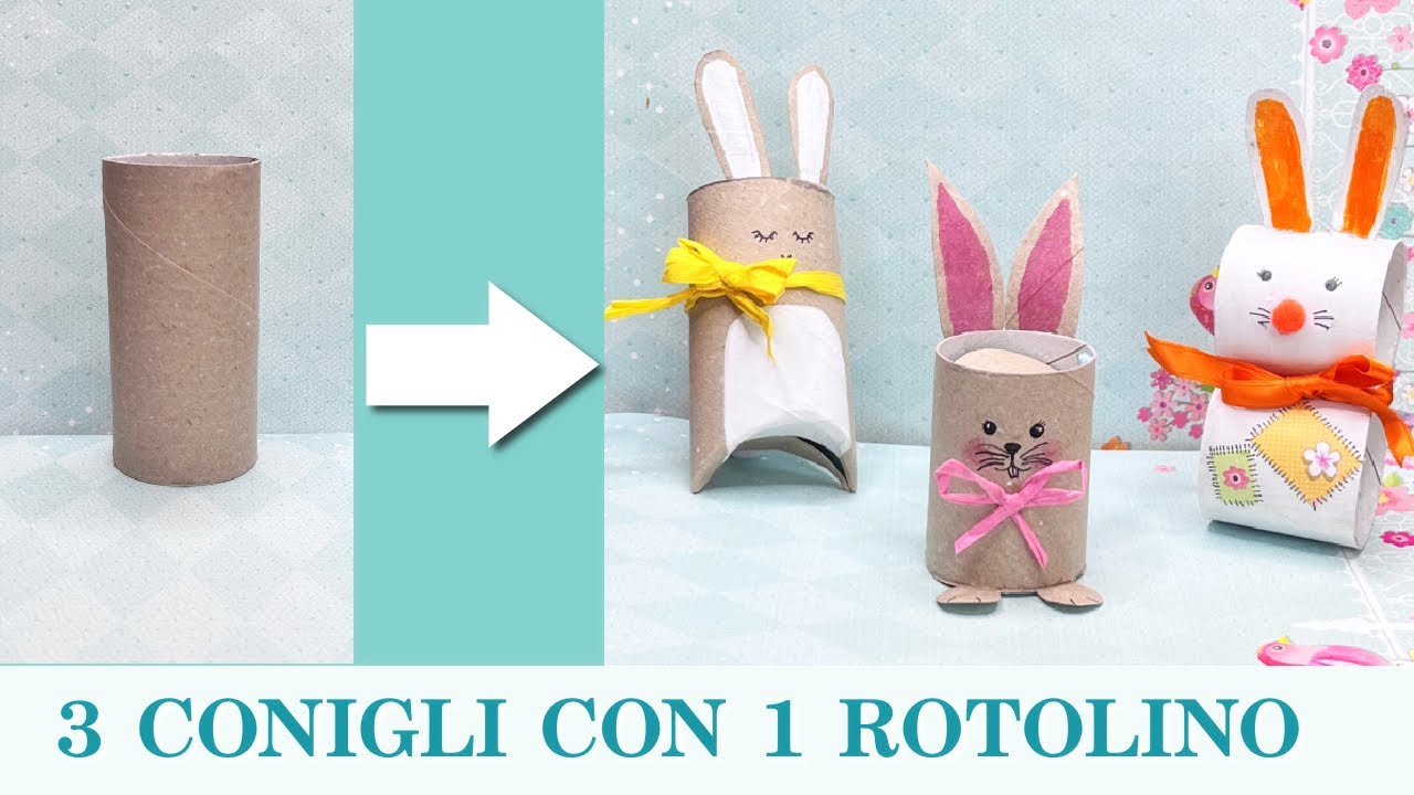3 Coniglietti Pasquali con 1 rotolino di Carta Igienica (Riciclo ...