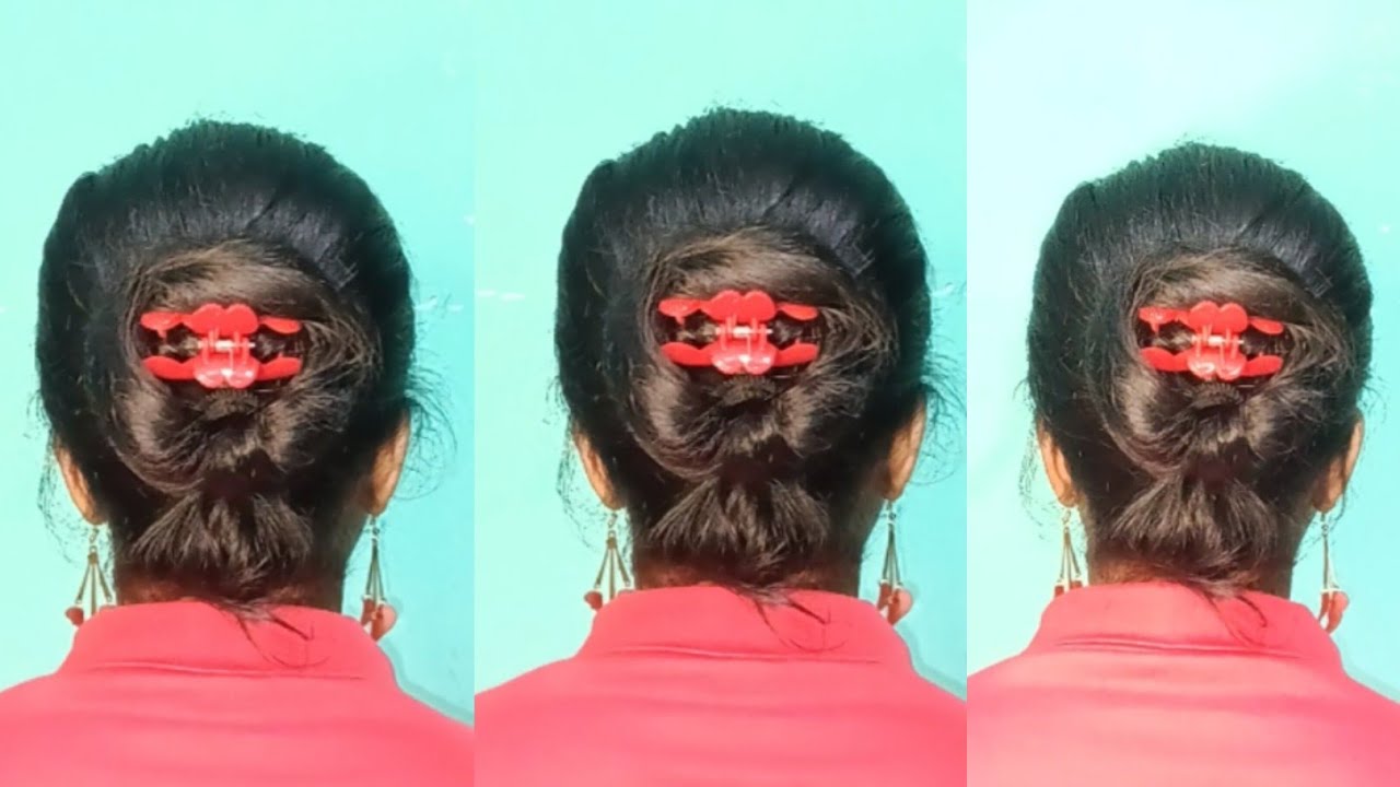 How To Make Juda Hairstyle At Home / How To Make Khopa With Bun / Short ...