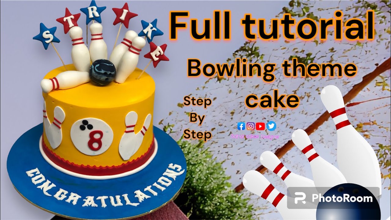 Bowling theme cake | bowling ball theme cake decorate | how make ...