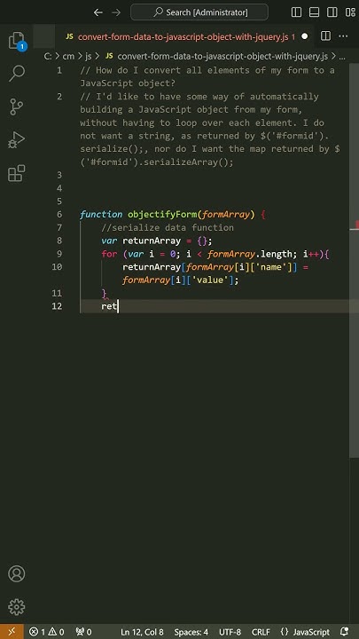 Convert Form Data To Javascript Object With Jquery Youtube
