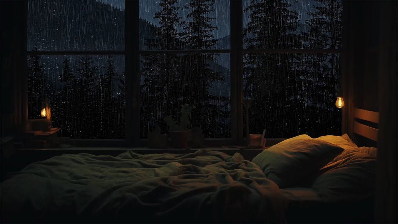 Rainy Night: Rain Sound for Sleeping | Rainy Night with Cozy Bedroom ...