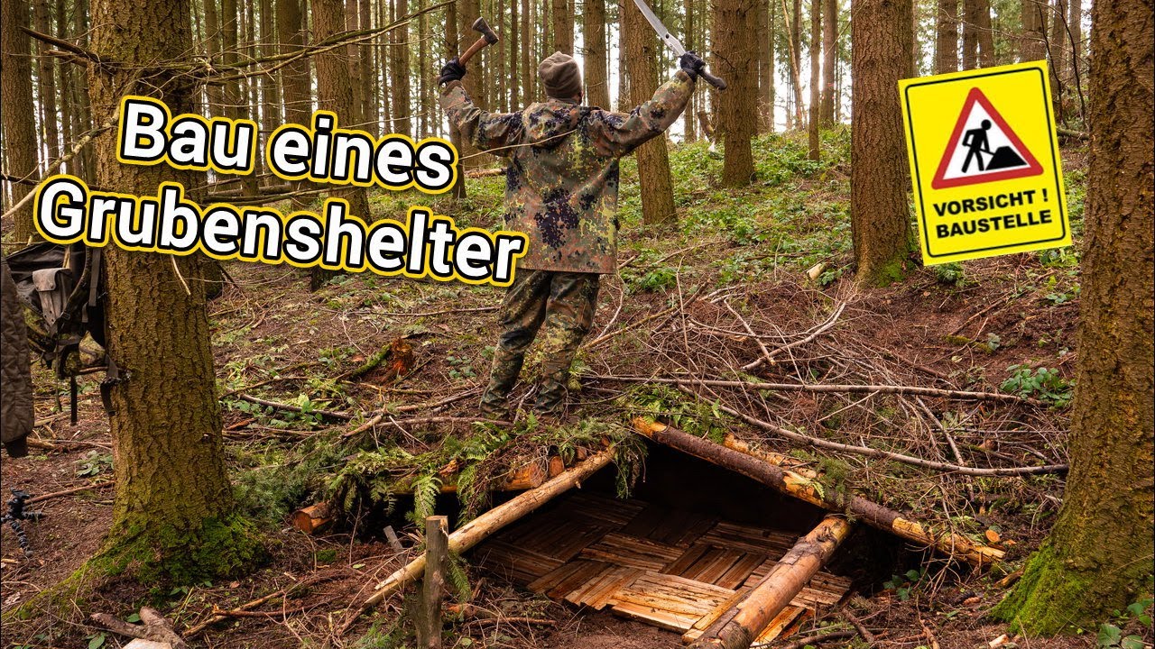 BAU EINES GRUBENSHELTER; GRUBENHAUS - NaturBurschCraft - YouTube